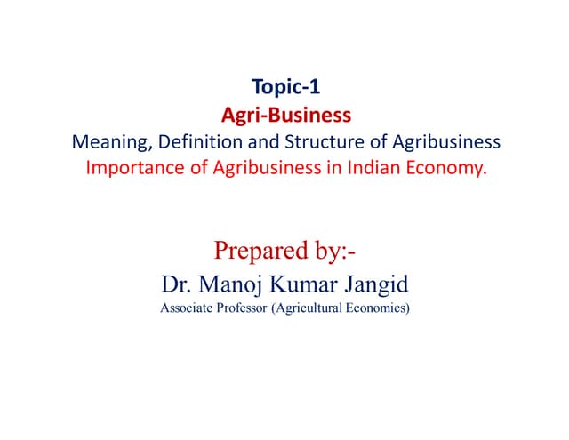 Introduction to Agribusiness Management | PPTX
