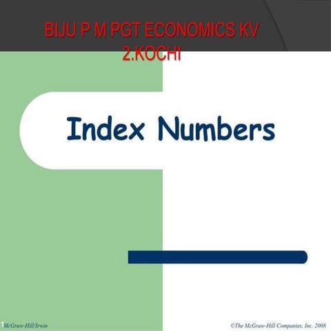 index numbers OF CLASS XI STATISTICS - COMMERCE | PPT