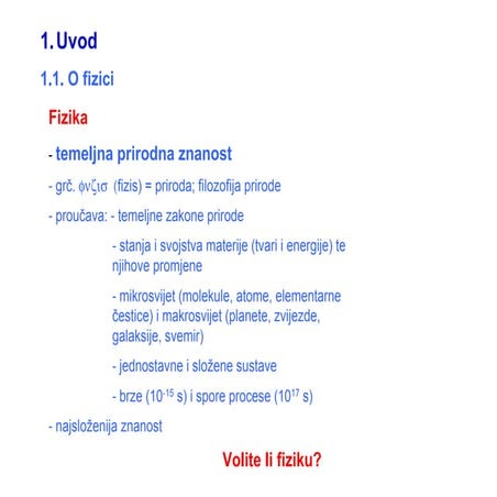 Uvod-O-fizici, mjerenje u fizici, fizicke velicine | PDF