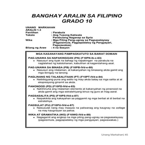 Grade 10 ( tula at elemento nito) | PPTX