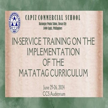 Inset on the implementation of MATATAG Curriculum | PPTX | Education