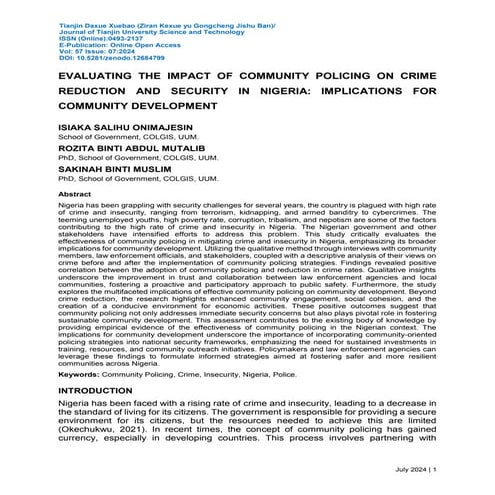 EVALUATING THE IMPACT OF COMMUNITY POLICING ON CRIME REDUCTION AND ...