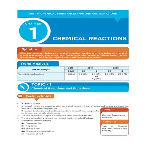 Chemical Reactions and Equations worksheet.pdf/Class 10 / Prepared by Sandeep swamy | PDF