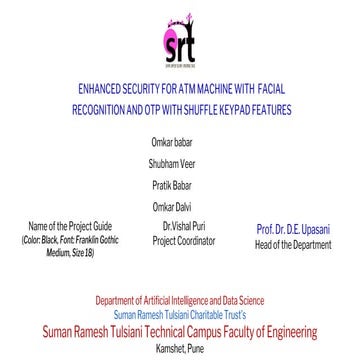 project presentation about enhanced security for atm machine and otp ...