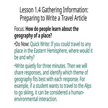 Writing a Travel Article for the 6th Grade Social Studies | PPTX