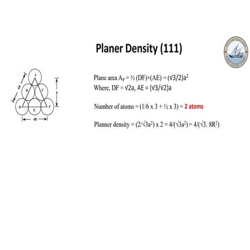 Calculation of planer density of (111) for FCC | PPT