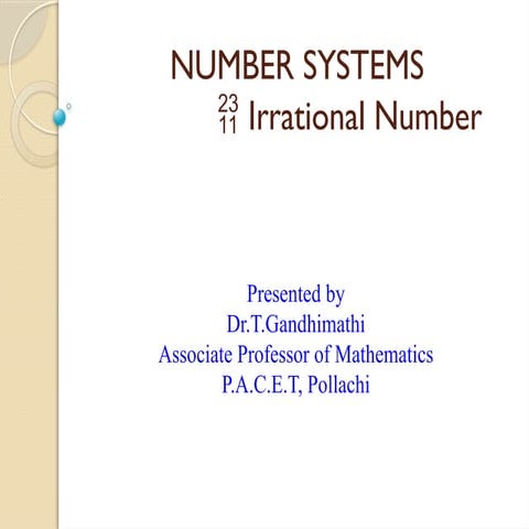 Chapter 1:Number system-Irrational numbers.pptx | Physics | Science