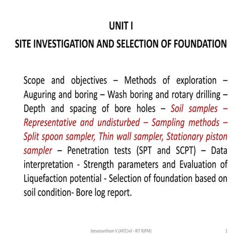 Site Investigation : Types of Samples & Sampling | PPT