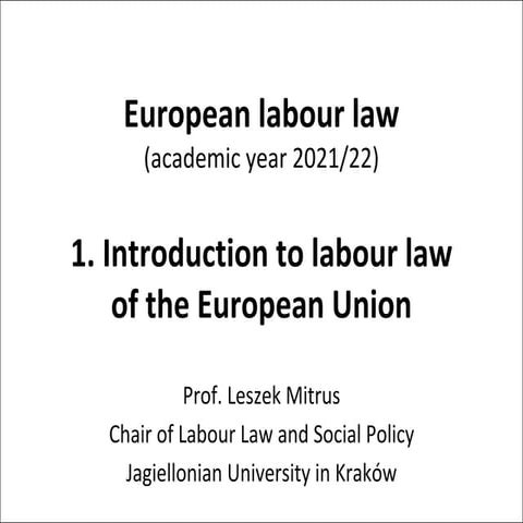 Lecture 1 - INTRODUCTION. A document of labour law | PPTX