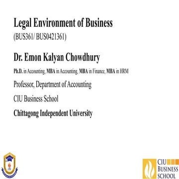 PowerPoint Slides on Introduction to Business Law | PPT