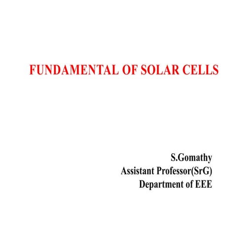 1.Introduction-Solar cell basics and working | PPTX