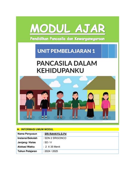 Modul Ajar PKN Kelas 8 Revisi 2024 Kurikulum Merdeka | PDF