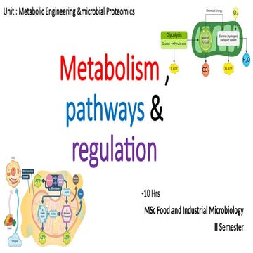 1. Metabolism, central metabolism and regulation of metabolic pathways ...