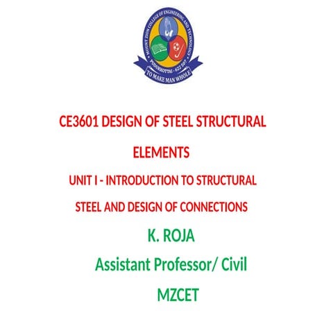 General -Types of Steel -Properties of structural steel - I.S. rolled ...