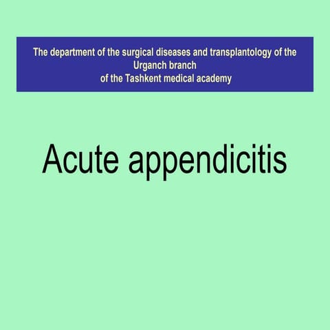it is an inflammation of the vermiform appendix | PPT