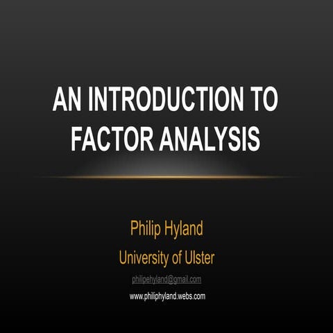 1 General Introduction To Factor Analysis | PPT