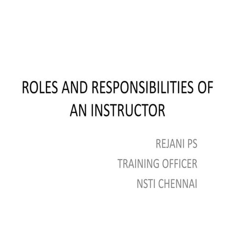 Roles & Responsibilities of an instructor cits electronics mechanic | PDF