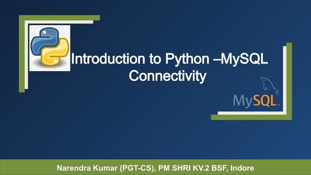 Database Connectivity Using Python And Mysql | Pptx