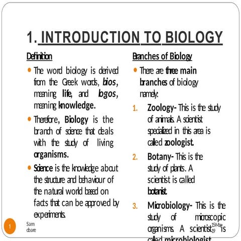 Introductin to biology.pptx Biology Form 1 notes, good for form one ...