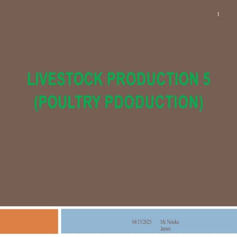 1. Poultry production..pptxAgriculture notes on poultry production for ...