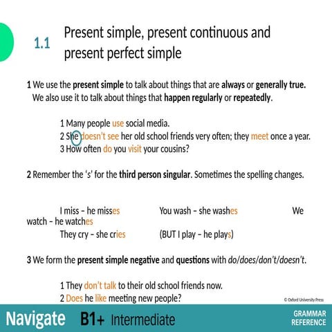 1.1 Grammar PowerPoint on present tenses | PPT