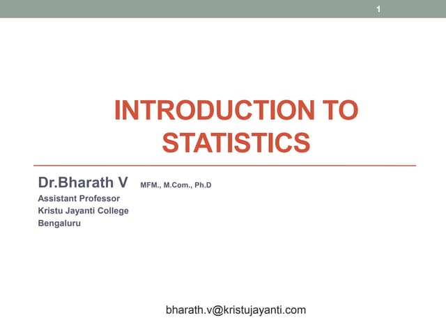 Introduction to statistics for social sciences 1 | PPTX