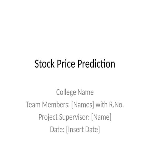 Stock Price Prediction Using Machine Learning Pptx