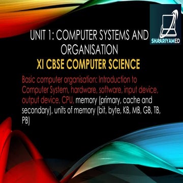 Unit 1: Computer Systems & Organisation – Basic Computer Organization Explained | PPTX