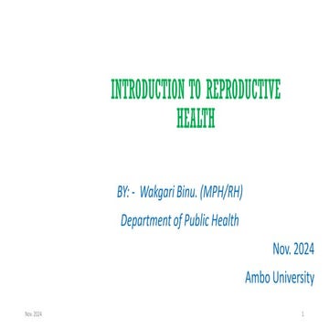 History and components of Reproductive health | PDF