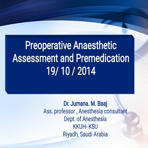 assessment of anesthesia and Premedication | PDF