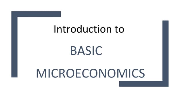 Microeconomics introduction | PPTX