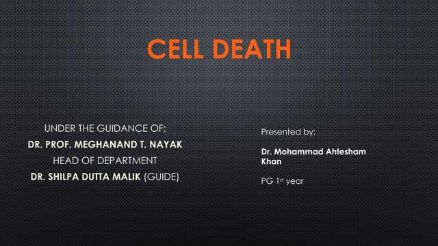 cell death in cellular functions of. Human body cell | PPTX