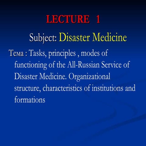 Basics of disaster medicine organizational structure and institutions ...