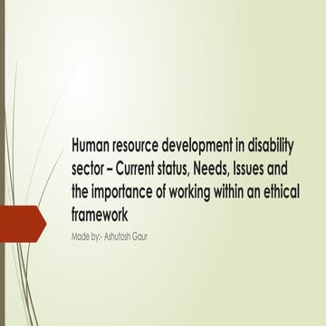 1.Human resource development in disability sector – Current status ...