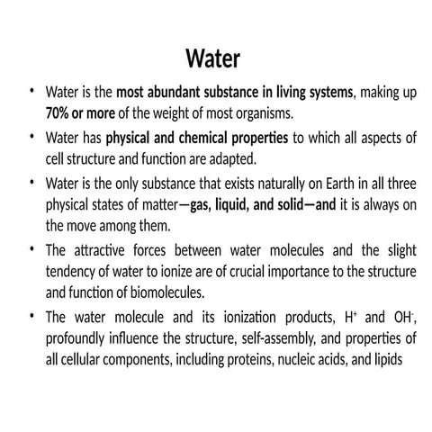 Structure and properties of water | PPTX