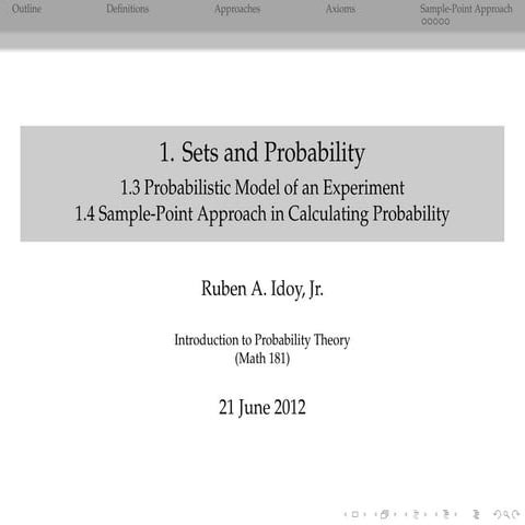 Probability Theory: Probabilistic Model of an Experiment & Sample-point ...