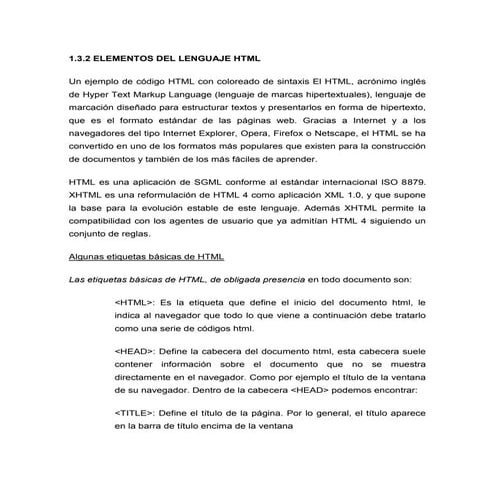 1.3.2 elementos del lenguaje html | PDF