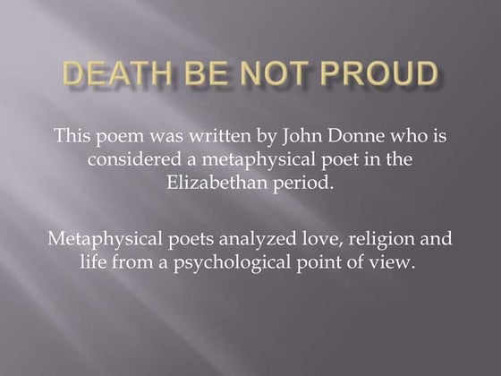 Death Be Not Proud Poem | PPT