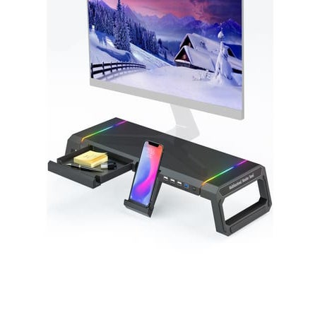 MOOJAY Monitor Stand for Desk – RGB Gaming Lights, USB Hub, and ...