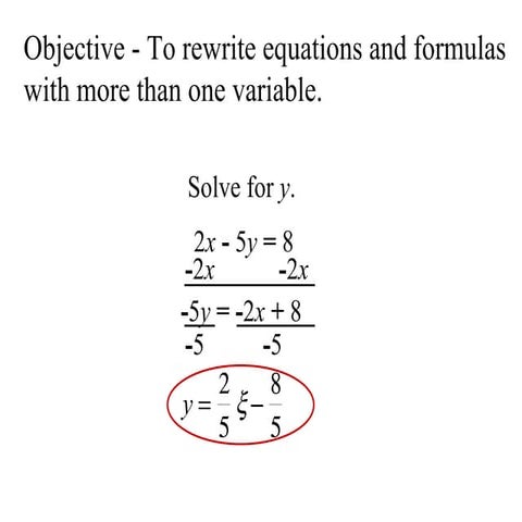 1.4 Rewriting Equations and Formulas | PPT