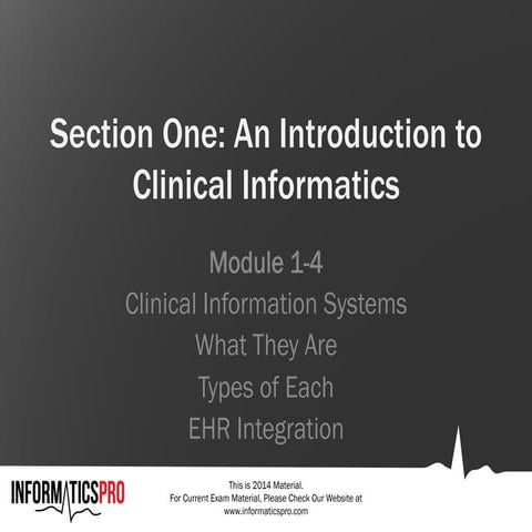 1-4 An Introduction to Clinical Informatics: Clinical Information ...