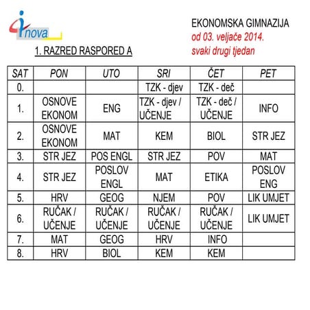 1 4 razred-raspored_a_b rev_c | PDF