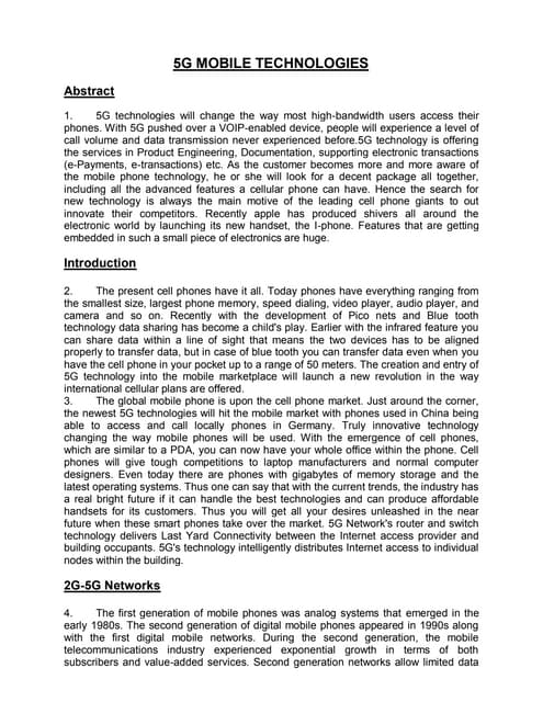 5G TECHNOLOGY project report | PDF