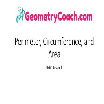 1-8 Perimeter, Circumference, and Area | PDF