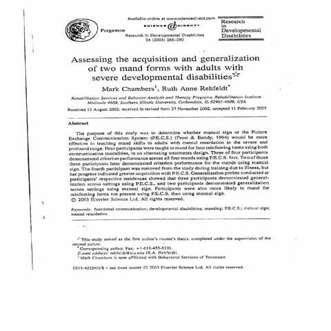 1. Accessing The Acq And Generalization Of Two Mand Forms With Adults ...
