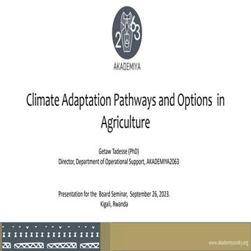 Climate Adaptation Pathways and Options in Agriculture | PPTX