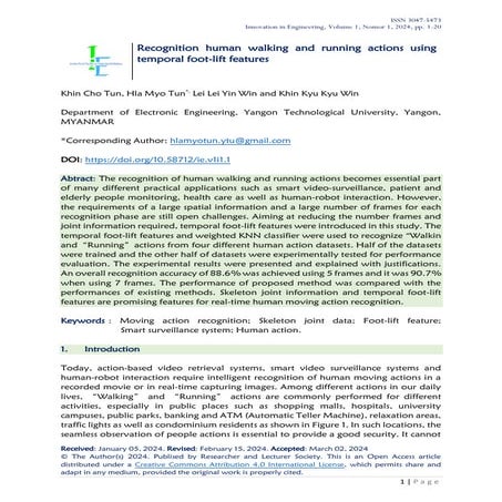 Recognition human walking and running actions using temporal foot-lift ...