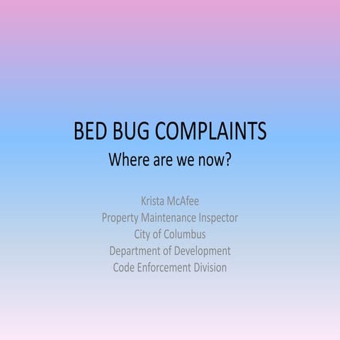 2015 City of Columbus Bed Bug Complaints | PPT