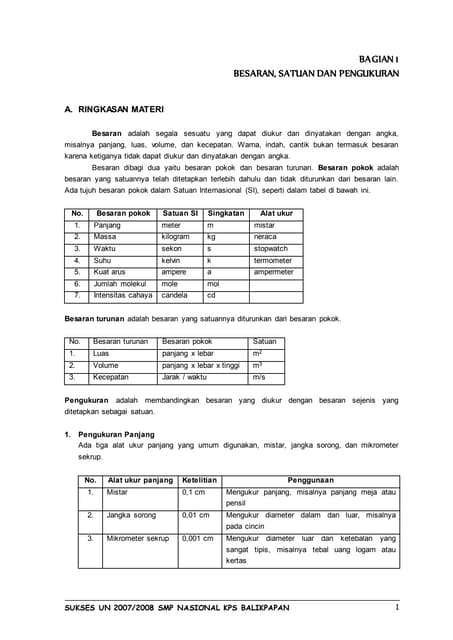 Soal tentang satuan dan besaran'' | DOCX