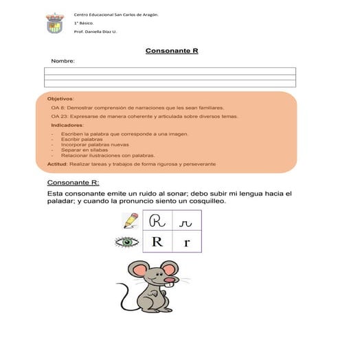 1° básico-lenguaje-guía-consonante-r-1 | PDF